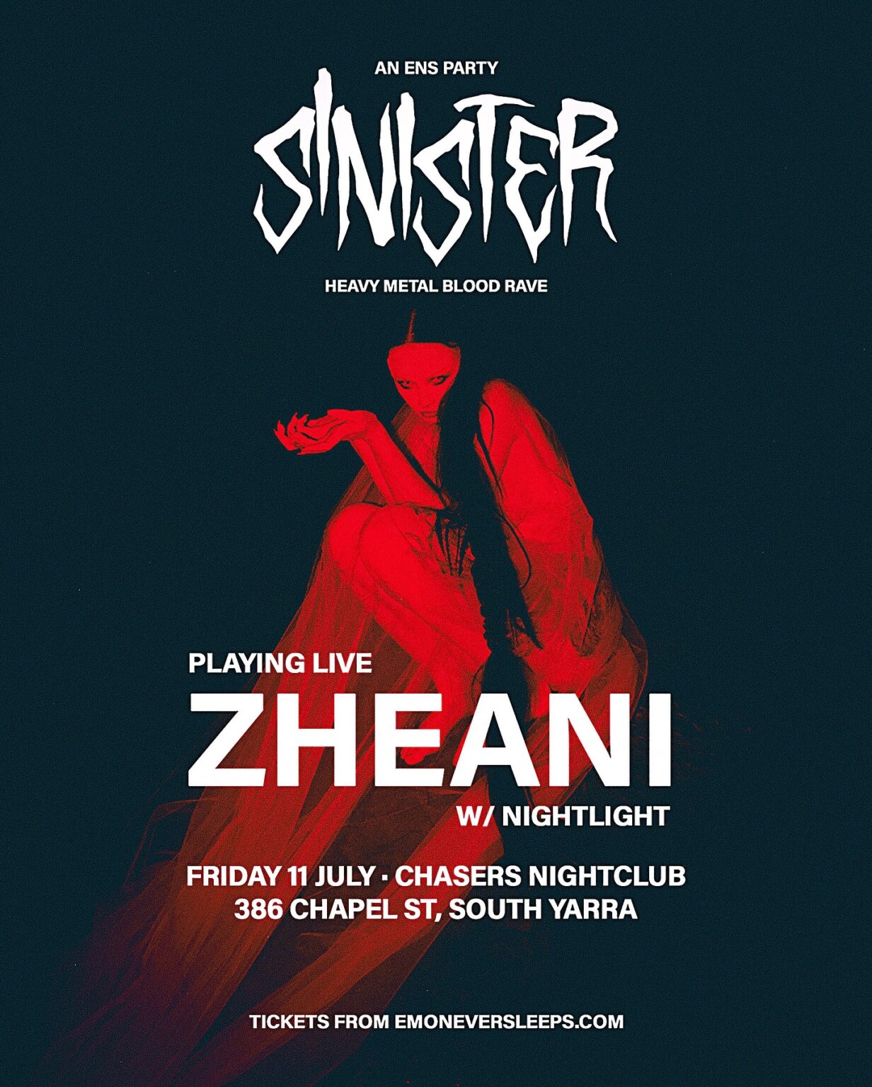SINISTER BLOOD RAVE – ZHEANI [LIVE] – Chasers Nightclub